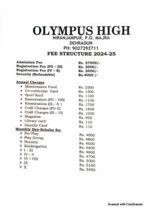 Fee Structure – Olympus High